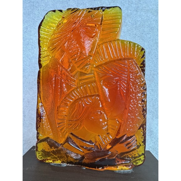 BLENKO | Art | Vintage Blenko Handcrafted Amber Glass Sculpture Family ...